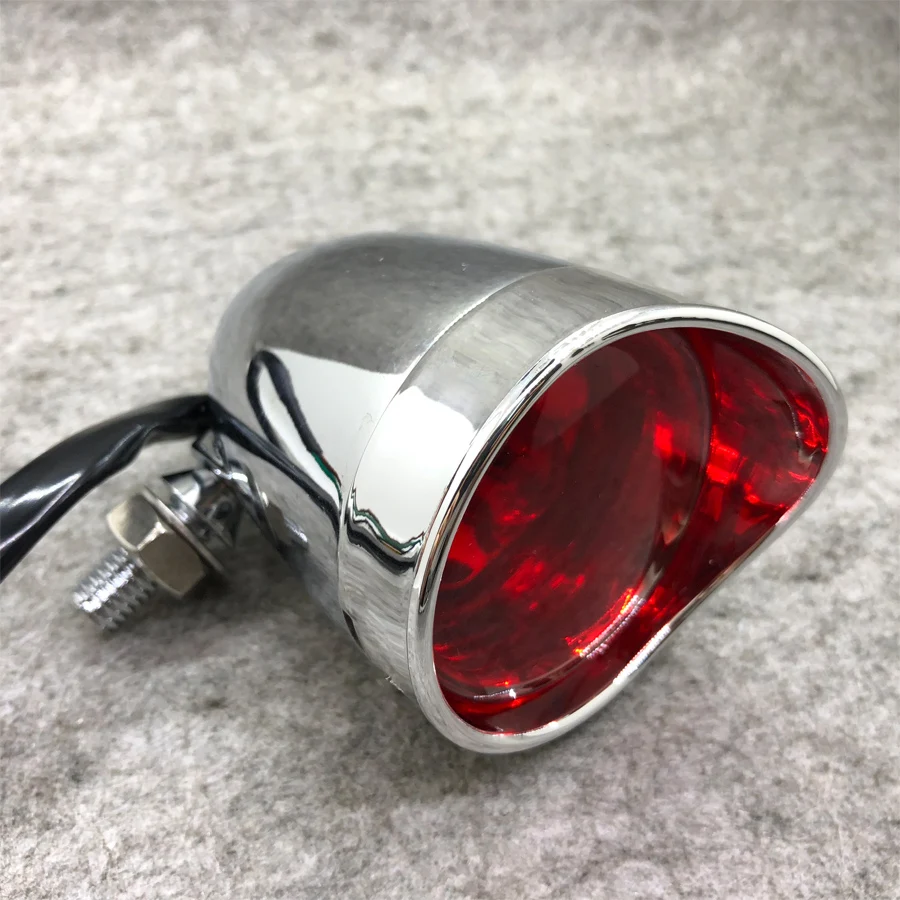 Aluminum Retro Motorcycle Brake Stop Light Chrome/Black Motorbike Rear ...