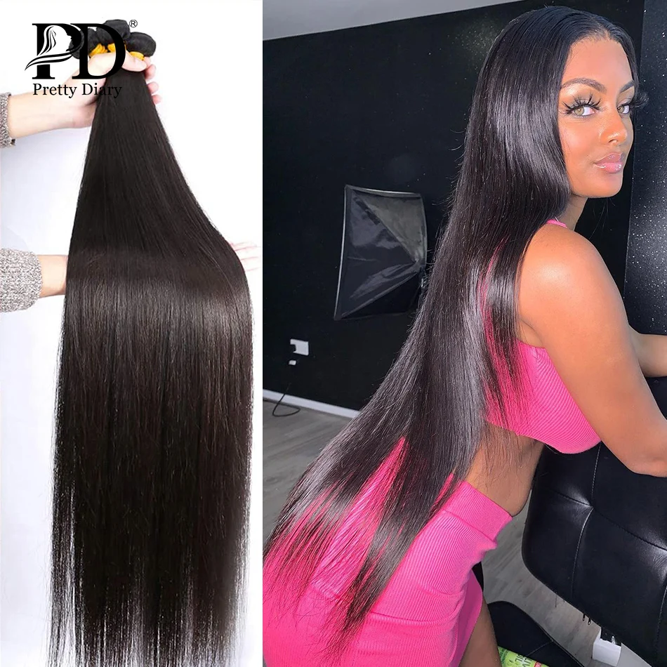 30 40 Polegada osso em linha reta tecer cabelo humano brasileiro pacote ...