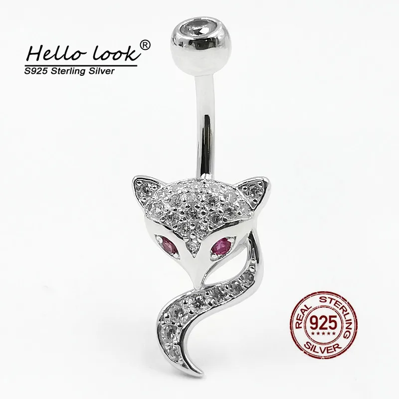 HelloLook-925-Sterling-Silver-Navel-Piercing-Cute-Fox-Belly-Button ...