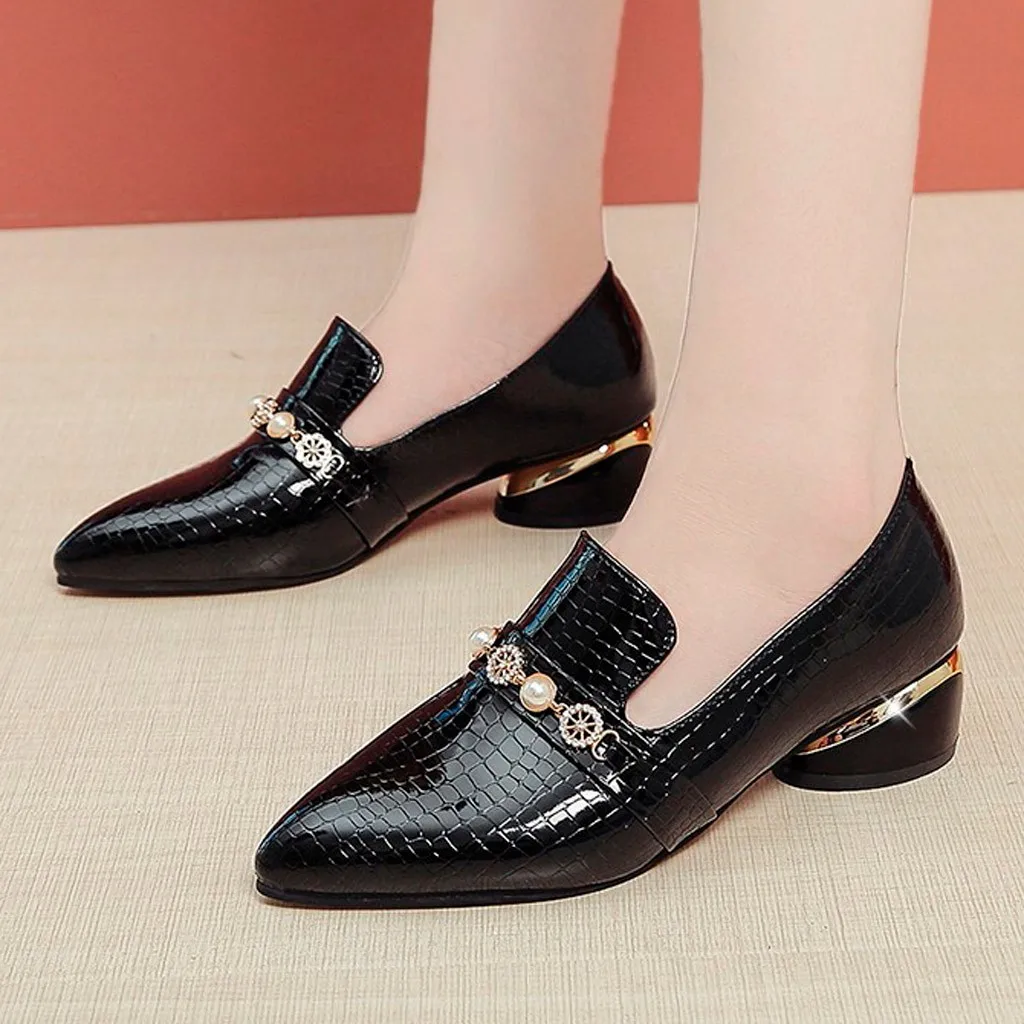 Women's Leather Business Pumps Pointed Toe Summer Autumn Formal Dress ...
