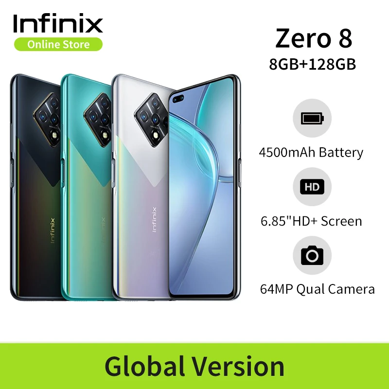 Nova versão global Infinix Zero 8 8GB 128GB Smart Phone 6,85 '' FHD ...