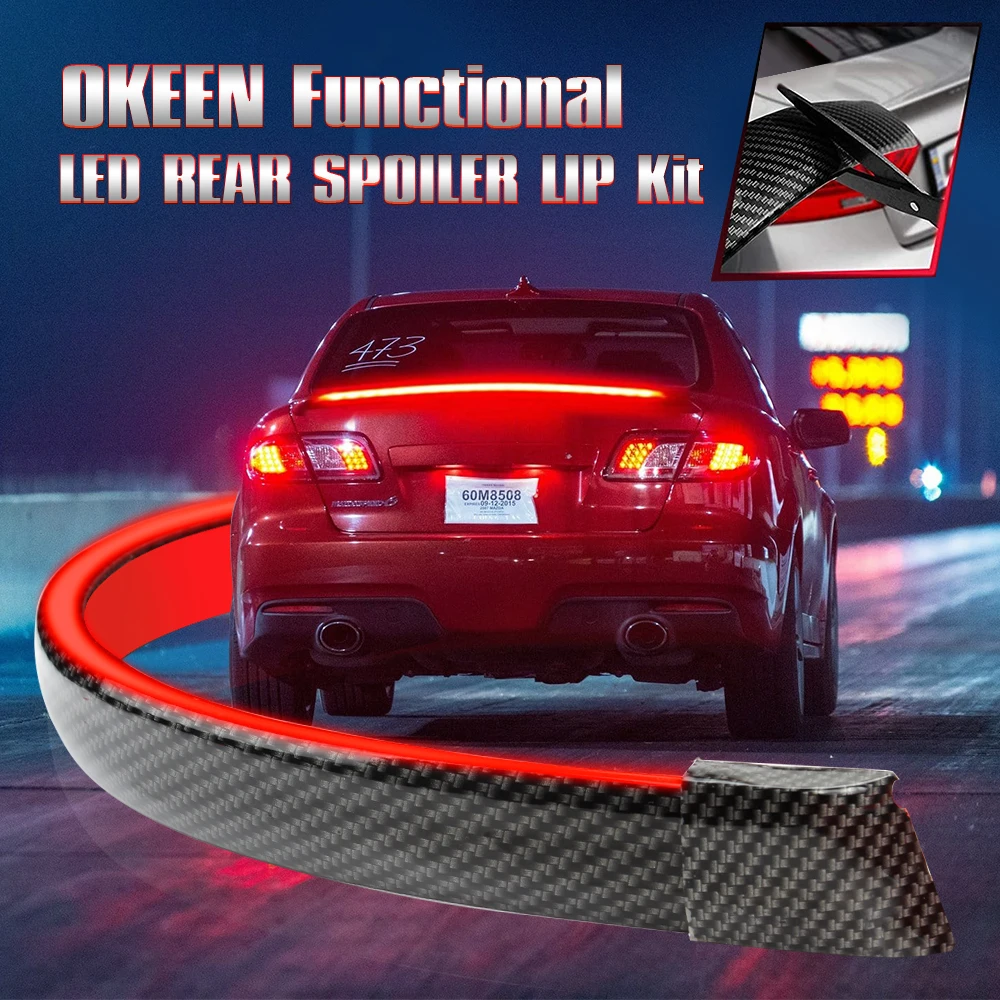 Okeen 130cm Led Spoiler For Car Truck Lip Racing Rear Wing Roof Spoiler ...