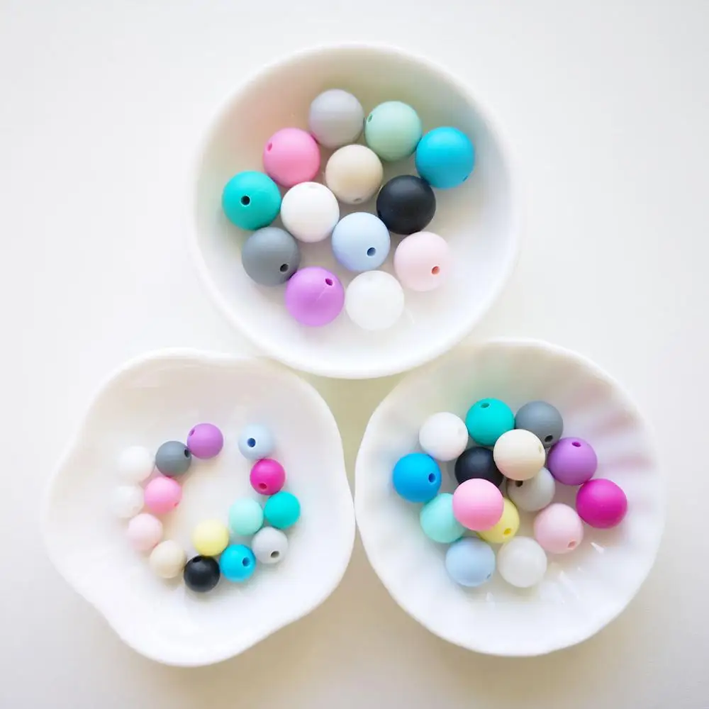 100 300pcs Round Silicone Beads 15mm 12mm 9mm BPA Free Silicone Baby ...
