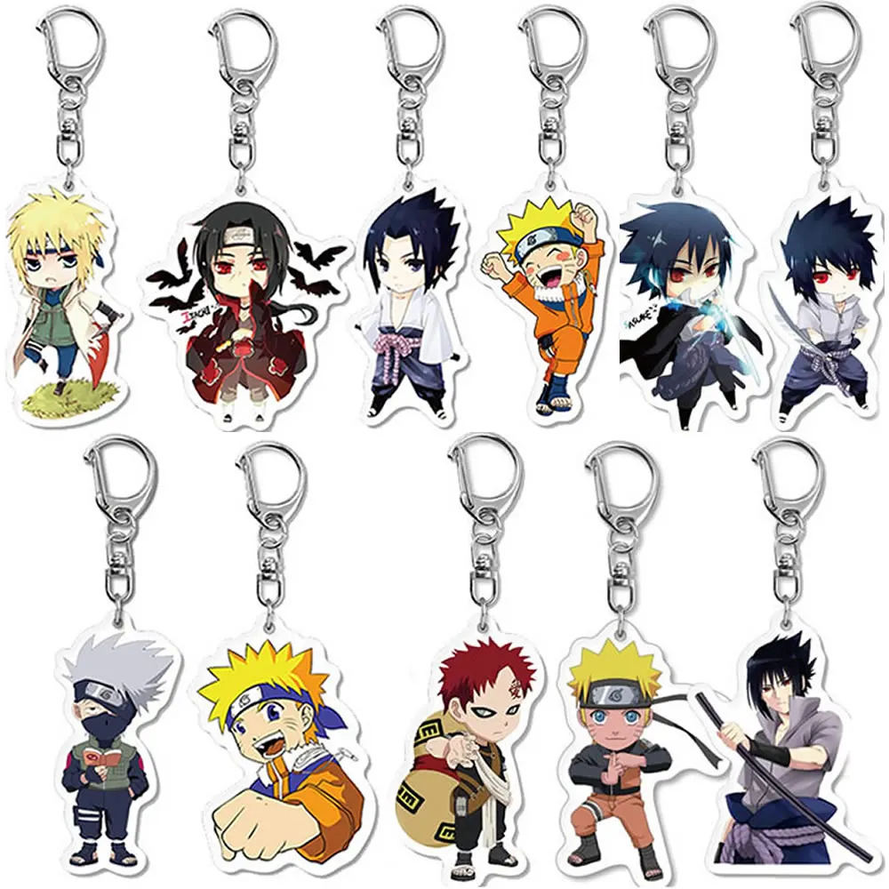 Anime Naruto Keychain Acrylic Uzumaki Kakashi Pendant Uchiha Sasuke ...