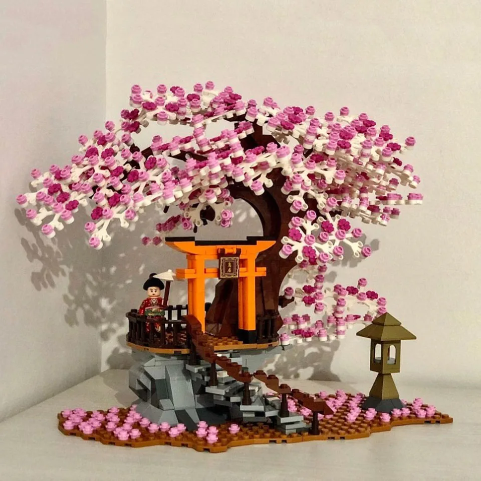 SEMBO City Street View Building Blocks Idea Sakura House Tree Inari ...