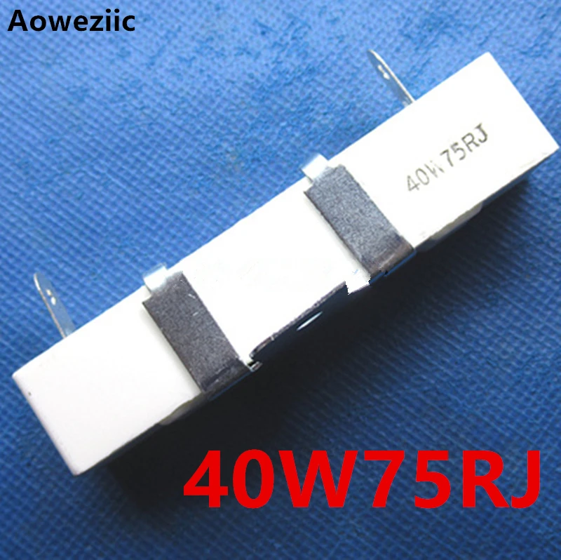 (5 pçs/lote) 40W 75 ohm +/ 5% Horizontal cimento resistor 40W75RJ plug ...