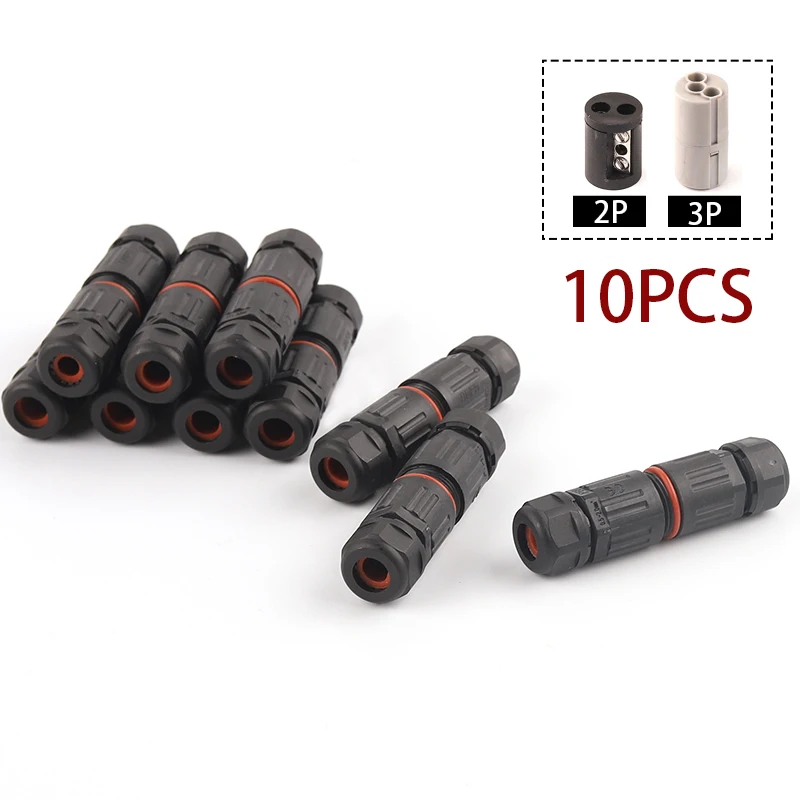10Pcs-IP68-2-3-Pin-Waterproof-Straight-Connector-Electrical-Wire ...