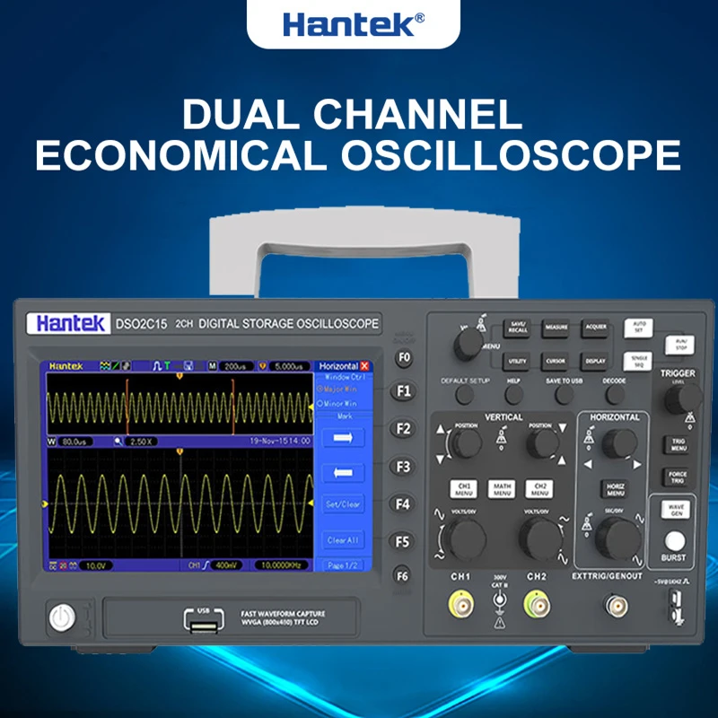 Hantek – Oscilloscope Numérique Portable À 2 Canaux, Dso2c10 2c15 2d10 ...
