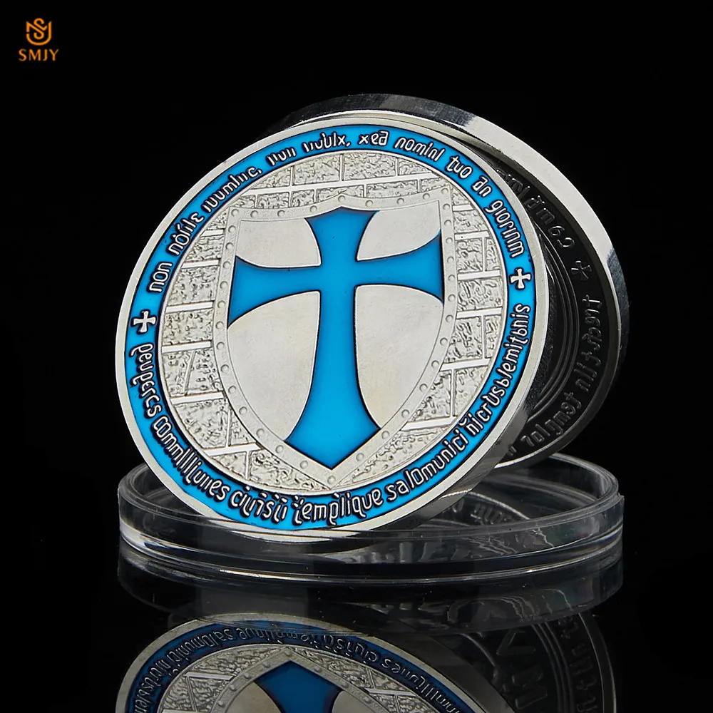 Ancient Blue Crusader Knight Templar Shield Souvenirs Coins Paladin ...