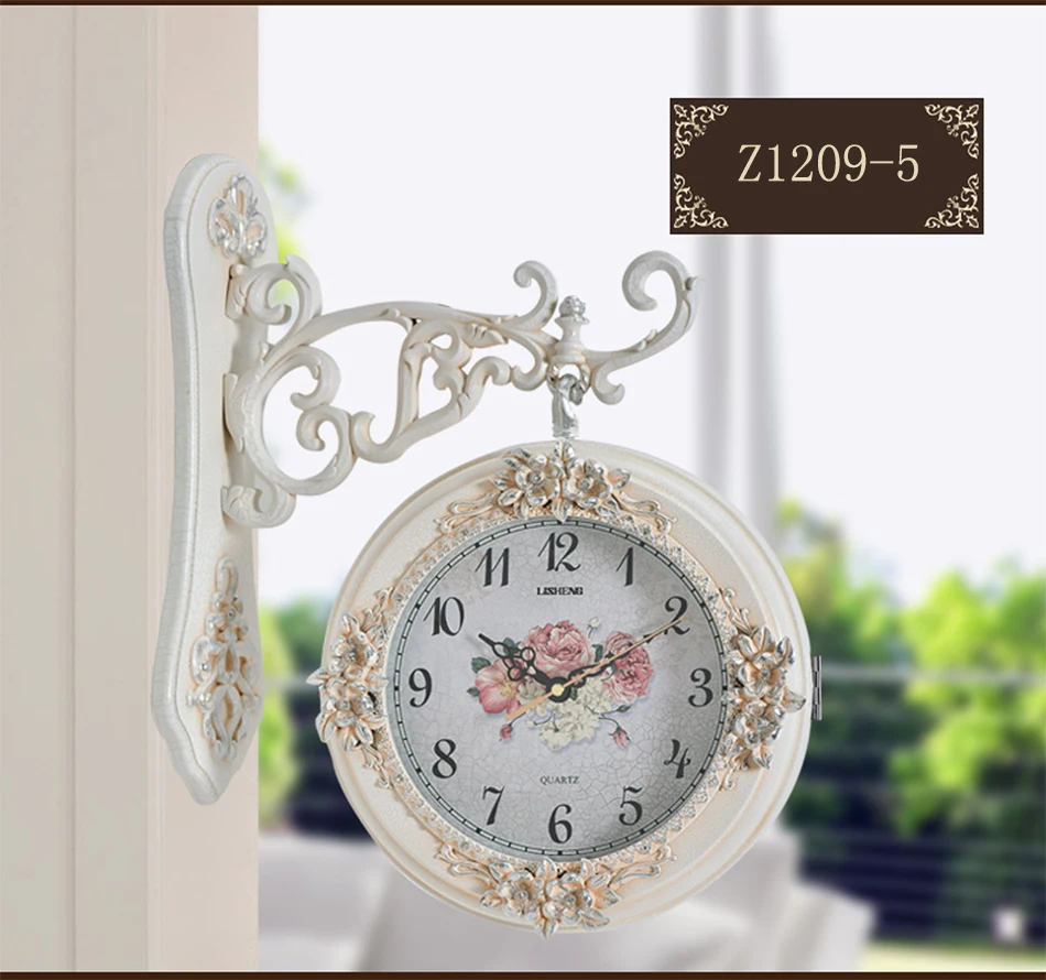 Đồng Hồ Treo Tường TUDA Lối Vào 2 Mặt Xoay Trắng Vàng Thiết Kế Hoa Lớn ...