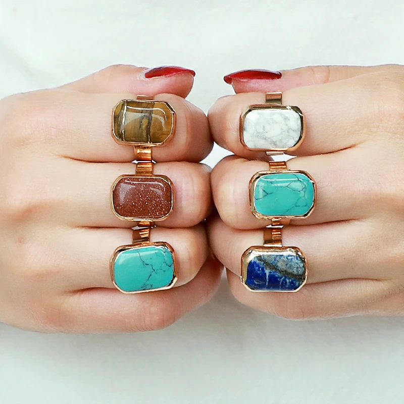 SAY-HELLO-Crystal-Open-Rings-for-Women-Natural-Stone-Square-Turquoise ...