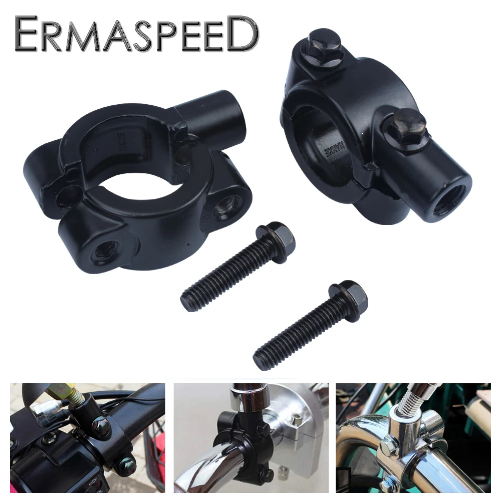 Pair-7-8-22mm-Motorcycle-Handlebar-Mirror-Mount-Clamp-Aluminum-8mm-10mm ...