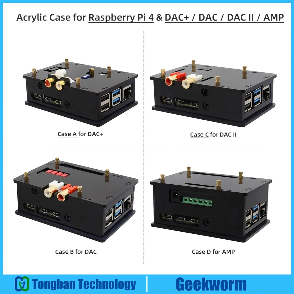 Geekworm Raspberry Pi 4 Acrylic Case for Raspberry Pi 4 Model B & DAC+ ...