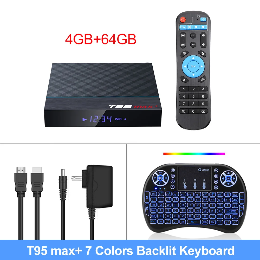 T95 MAX Plus Amlogic S905X3 Smart TV Box Android 9.0 4GB RAM 32GB/64GB ROM Dual Wifi 8K 24fps ...