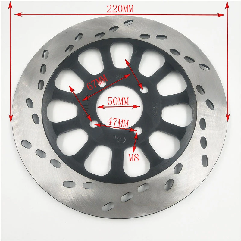 220mm 4 Holes Motorcycle Concave Brake Disc For Pitbike Atv Utv ...