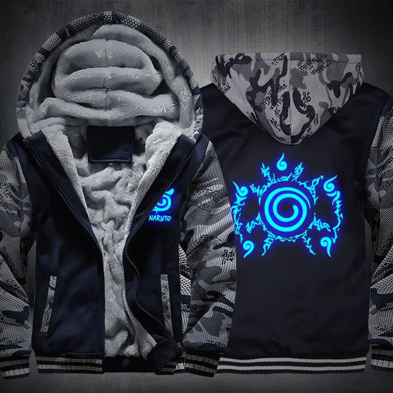 Narutoo Uchiha Luminous Sportswear Sweatshirt Zipper Thick Hoodie ...