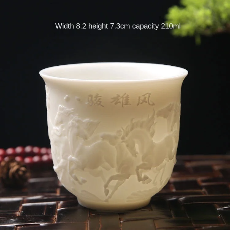 Tea set mutton fat jade tea cup Kung Fu tea cup Heart Sutra master cup ...