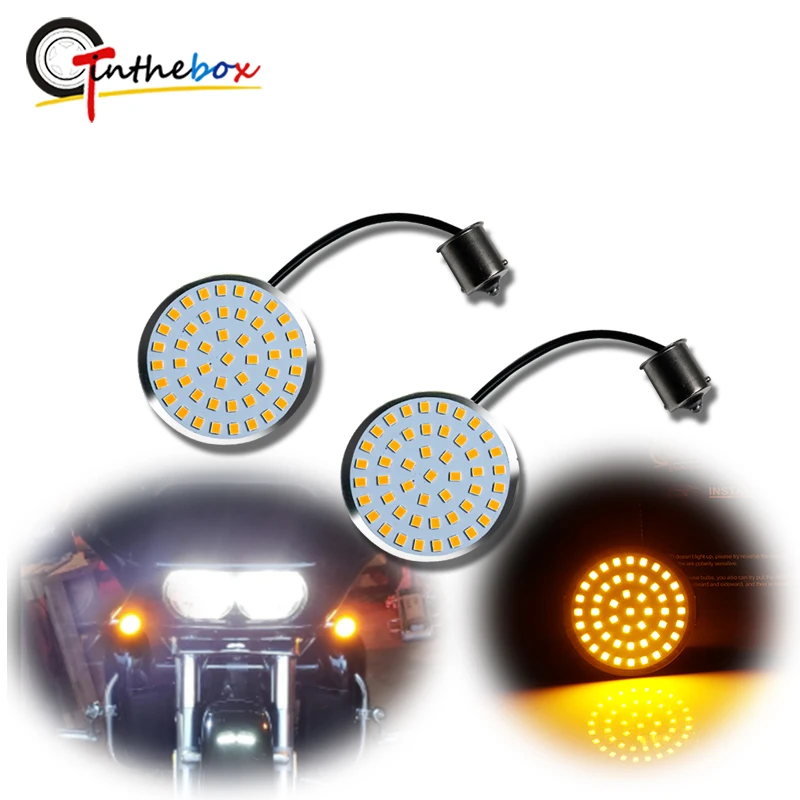 2pcs Bullet Style 1156 Amber LED Turn Signal Light Bulbs For Harley ...