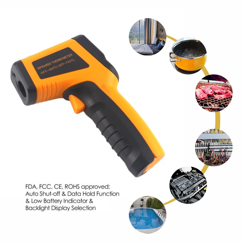 Infrared Thermometer Laser Pyrometer 400C 750C 950C Non-contact LCD IR ...