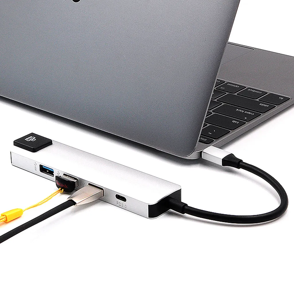 Heat-5in1 Кабель с разъемом USB типа C 4K Hdmi USB C Gigabit Ethernet ...