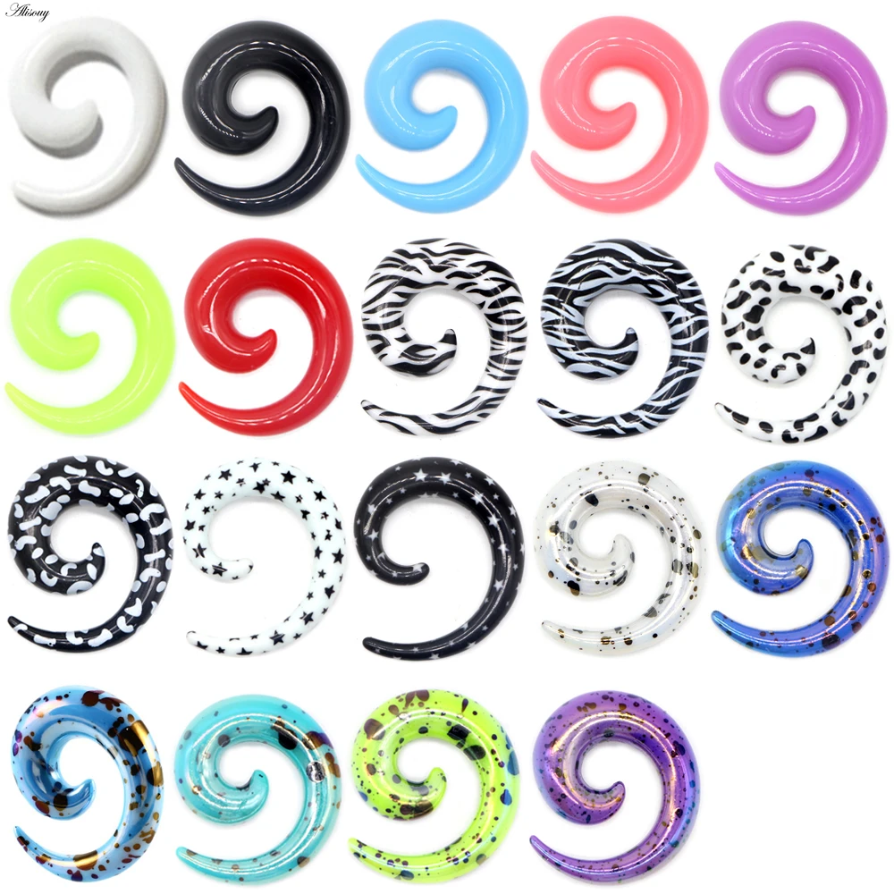Alisouy 2pcs 1.2-20mm Acrylic Spiral Ear Gauges Fake Ear Tapers ...