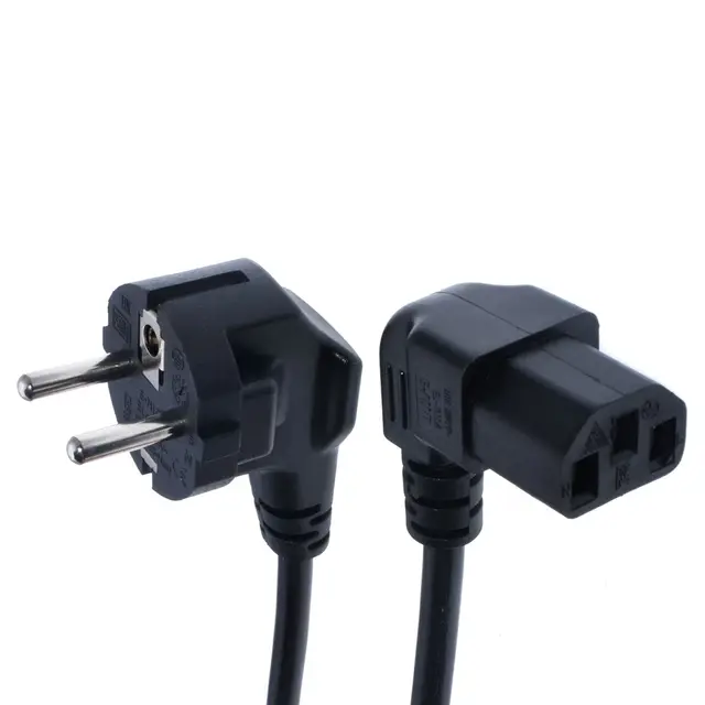 Angled C13 Computer EU Power Cable European Type F Adapter Plug to IEC ...