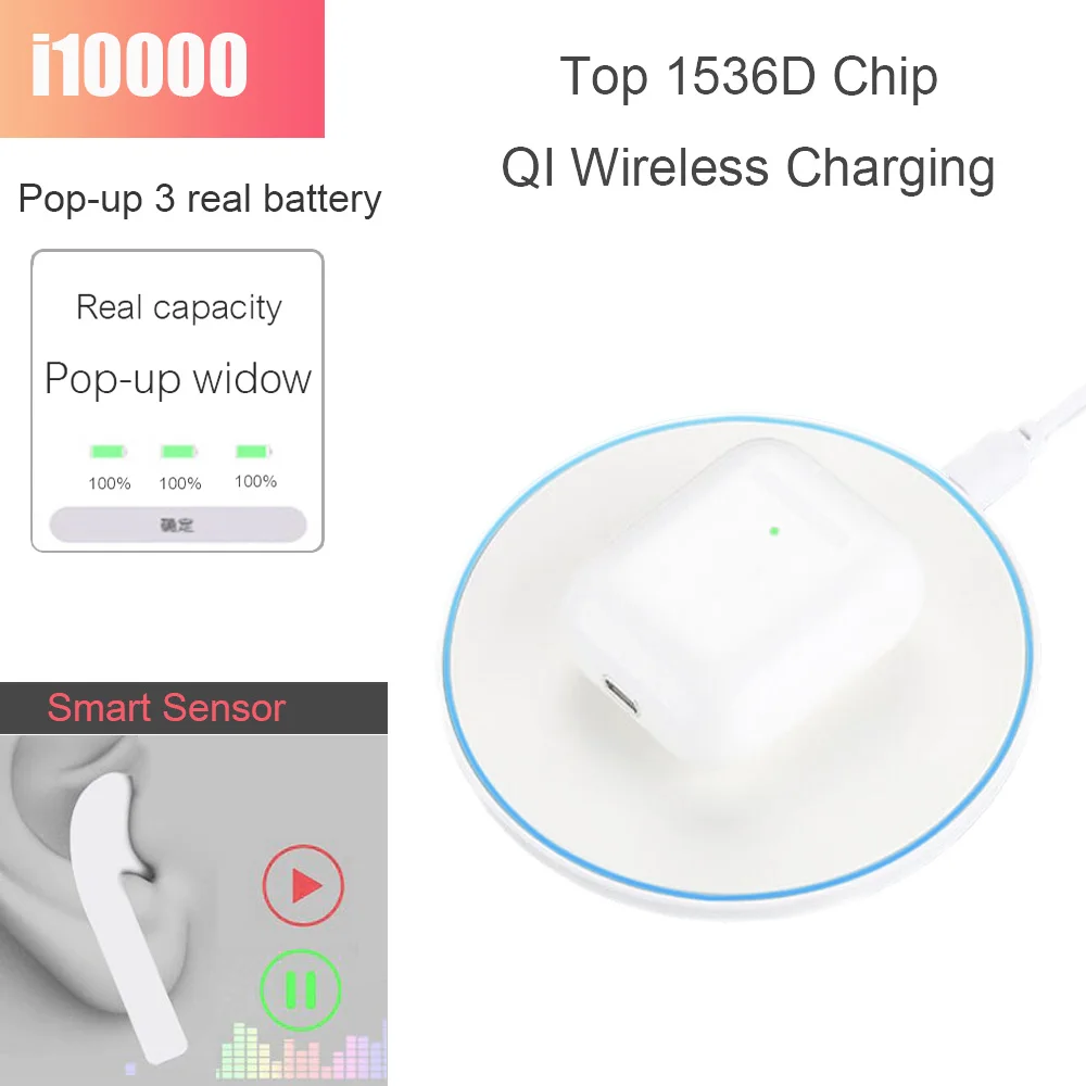 Смарт-Сенсор i10000 TWS Беспроводной Bluetooth наушники 6D стерео супер ...