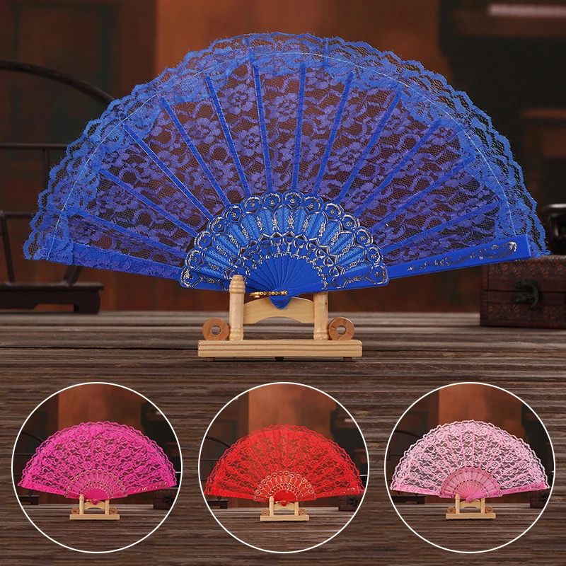 Folding-Lace-Fabric-Fans-Flower-Pattern-Hollow-Out-Ladies-Hand-Fans-For ...
