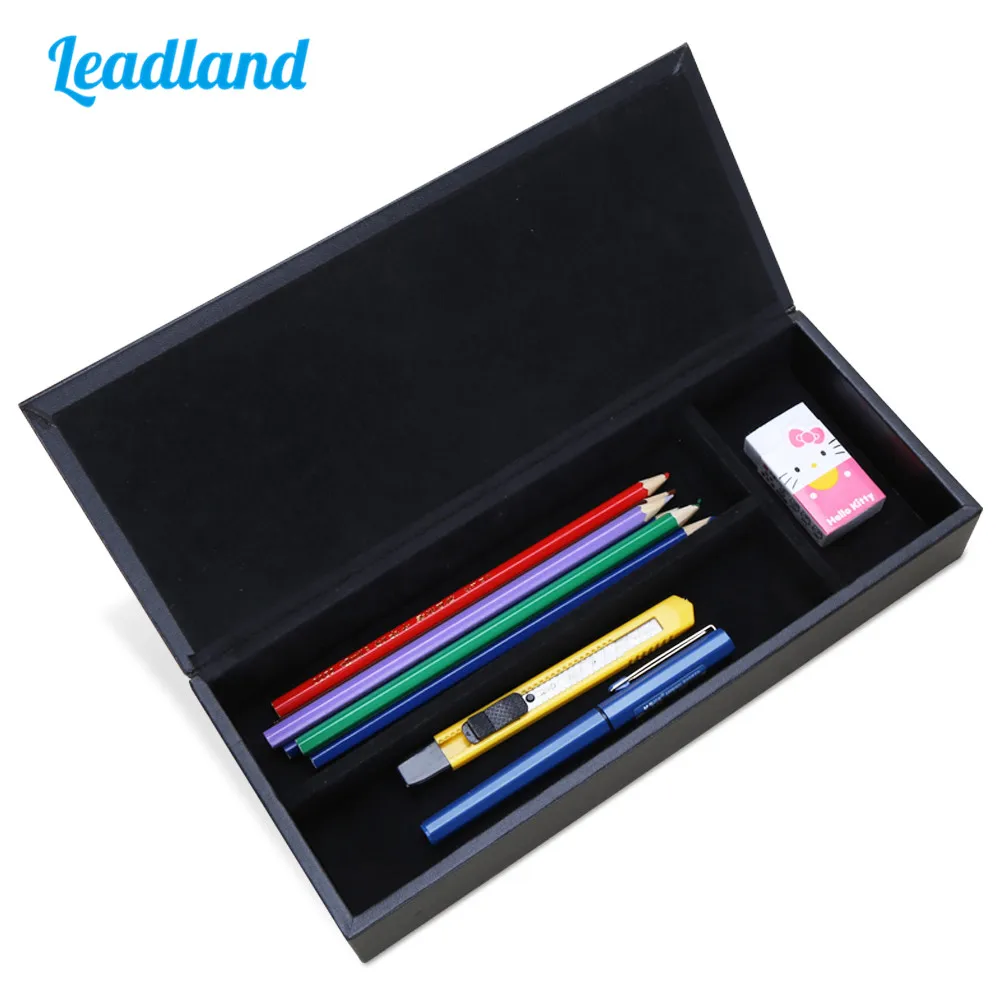 High-Quality-PU-Leather-Pencil-Box-Cases-3-Compartments-Pen-Holder-Desk ...