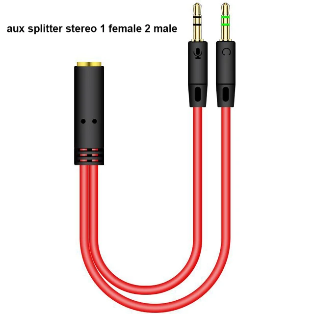 2 in 1 Audio Splitter Cable for Computer Jack 3.5mm 1 Male To 2 Female ...