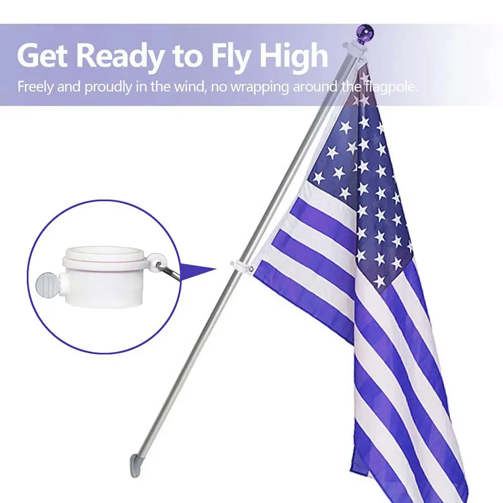 2pcs Plastic Flagpole Mounting Rings Set With Fixed Hookanti Wrap 360 ...