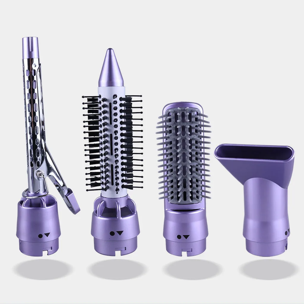 FER A BOUCLER,Purple--Sèche cheveux professionnel multifonction 4 en 1 ...