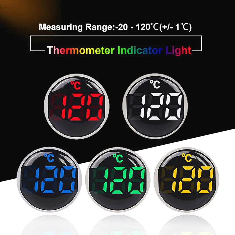 22mm-Round-Small-Mini-LED-Light-Display-Thermometer-Digital-Temperature ...