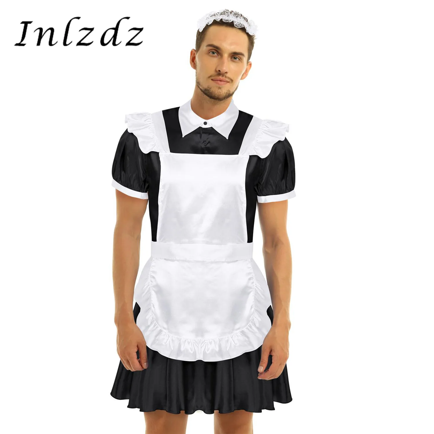 Mens-Lingerie-Sissy-Maid-Sexy-Cosplay-Costume-Outfit-Turn-down-Collar ...