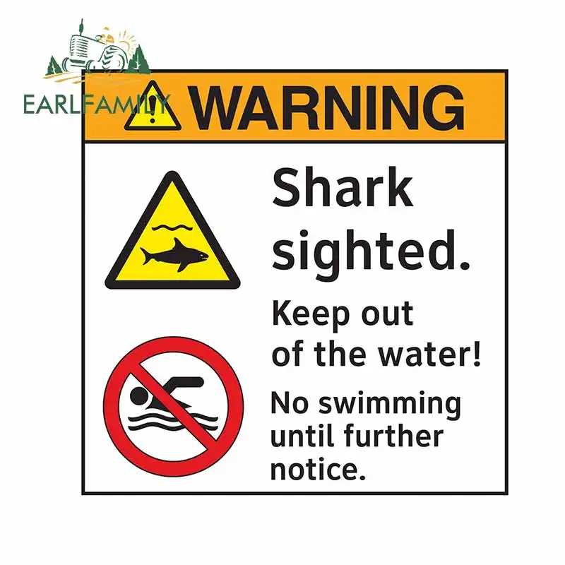 EARLFAMILY-13cm-x-13cm-Shark-Sighted-Safety-Sticker-Keep-Out-of-The ...