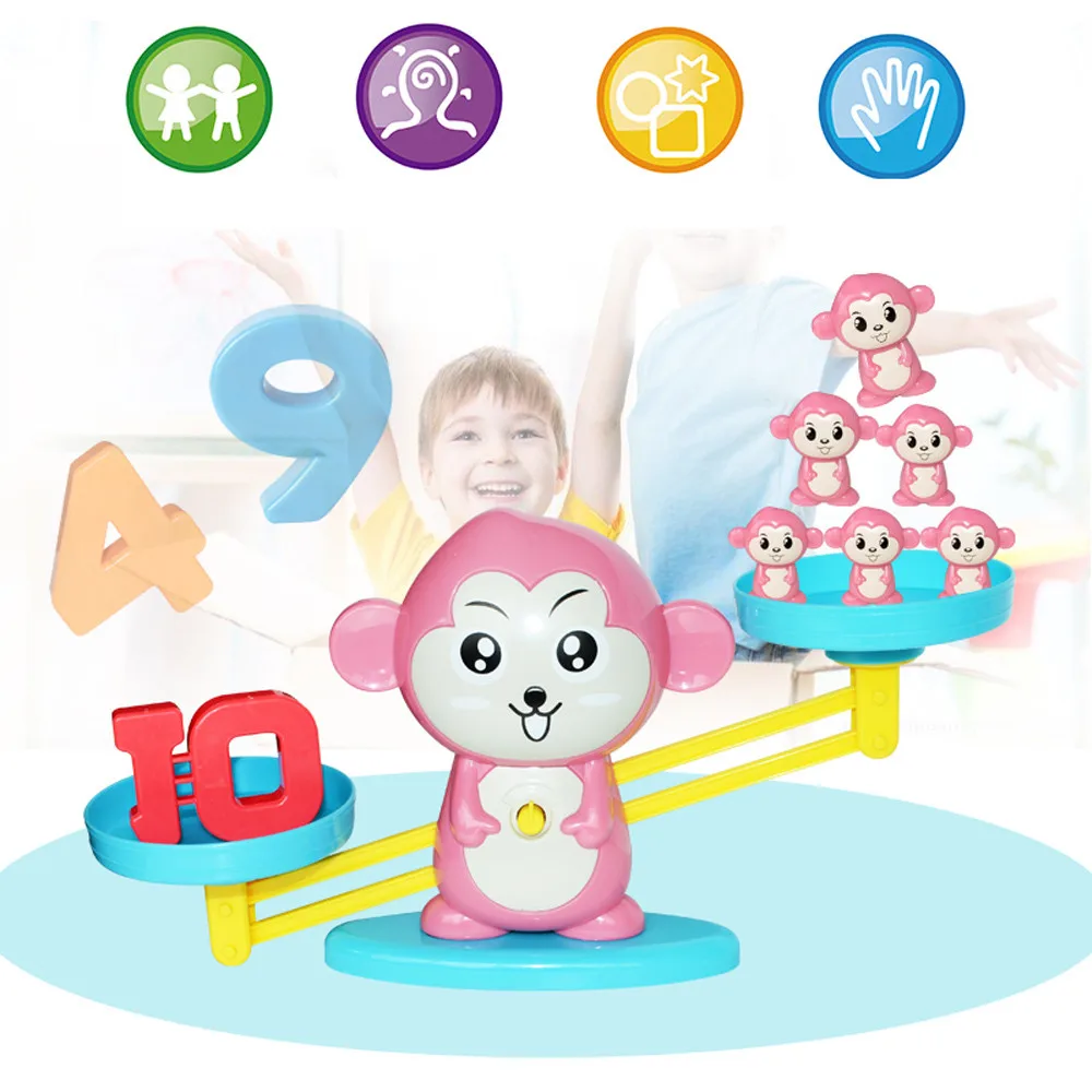 Монтессори матча игра настольные игрушки обезьяна щенок балансировка шкала количество баланс
