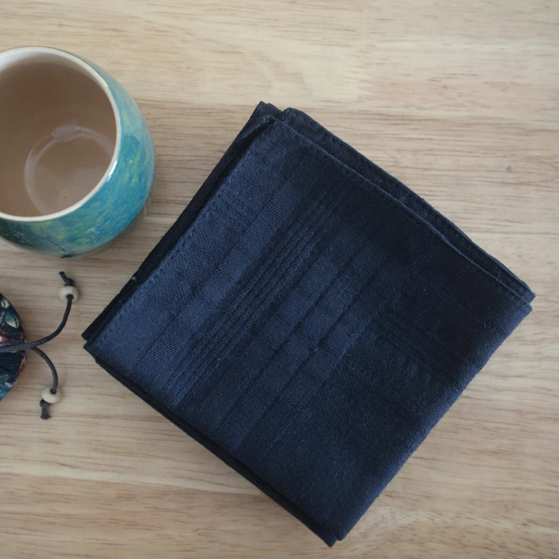 100-Cotton-Handkerchiefs-Men-Soft-Solid-Black-Hankies-Square-Pocket ...