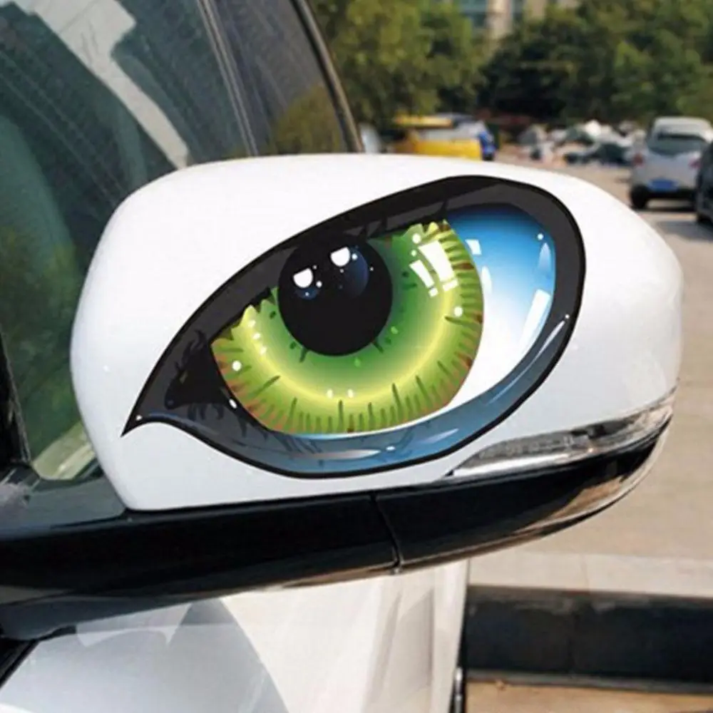 2PCS-Motorcycle-3D-Stereo-Reflective-Cat-Eyes-Sticker-Creative-Rearview ...
