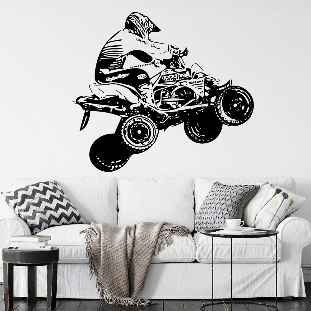 ATV Quad Motor Wall Decal Motorcross Free Style Dirt Bike Sticker ...