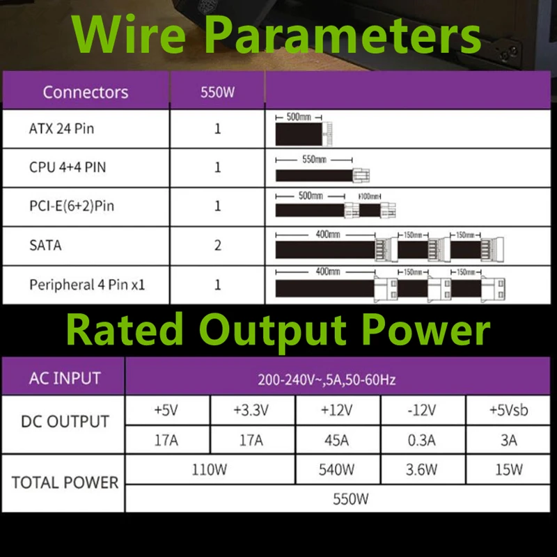 Original PSU For Cooler Master Brand 80plus EU Game Mute Power Supply ...