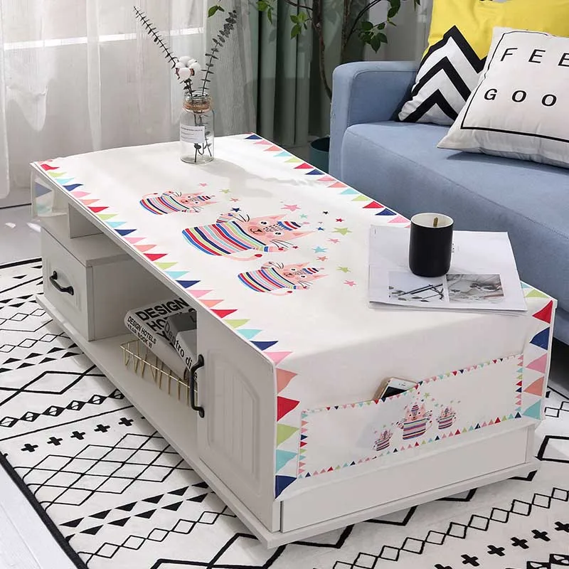 Linen Cloth Coffee Table Tablecloth with Storage Bag Multi Function TV ...