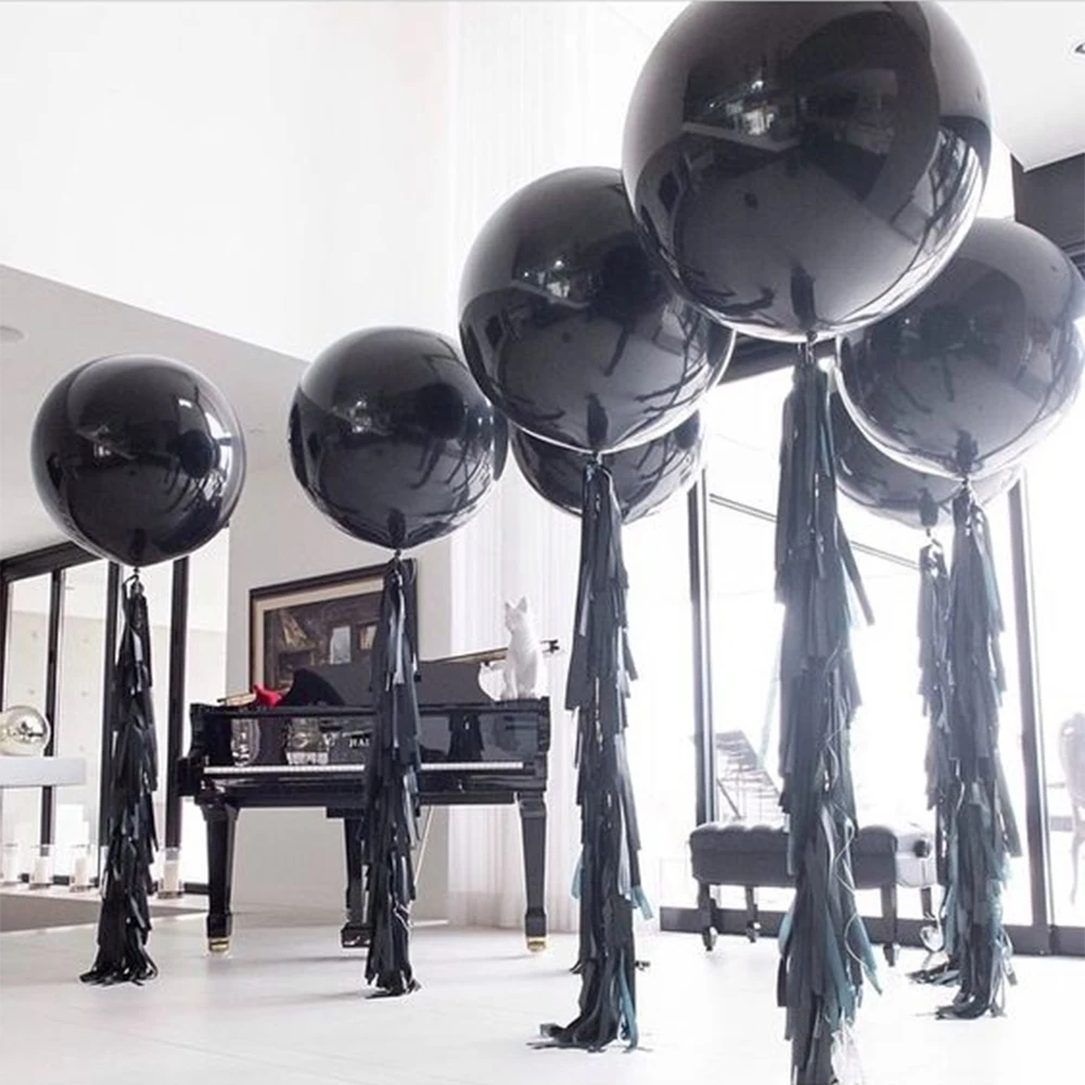 Grandes globos de látex negro para decoración, globo Inflable de helio ...
