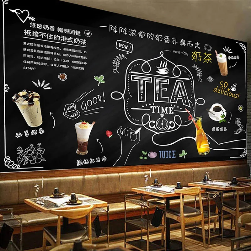 3D Milk Tea Shop Background Wallpaper Wall Murals Removable Wallpaper ...