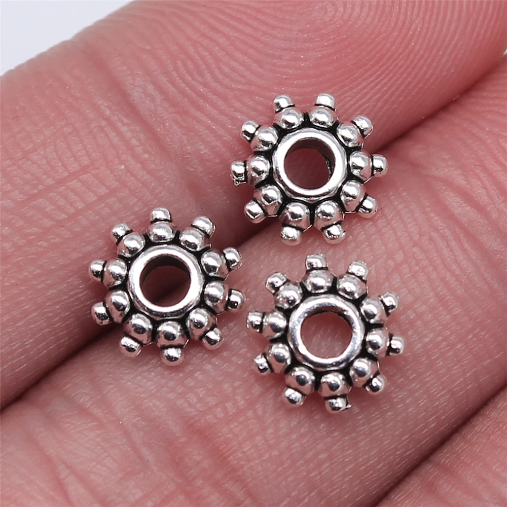 Wysiwyg 20pcs 8x8x2mm Antique Silver Color Spacer Beads Fit Bracelet ...
