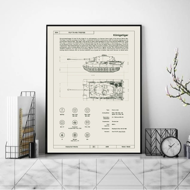 Panzer-Tiger-Konigstiger-WWII-Print-Tank-Patent-German-Military-Posters ...