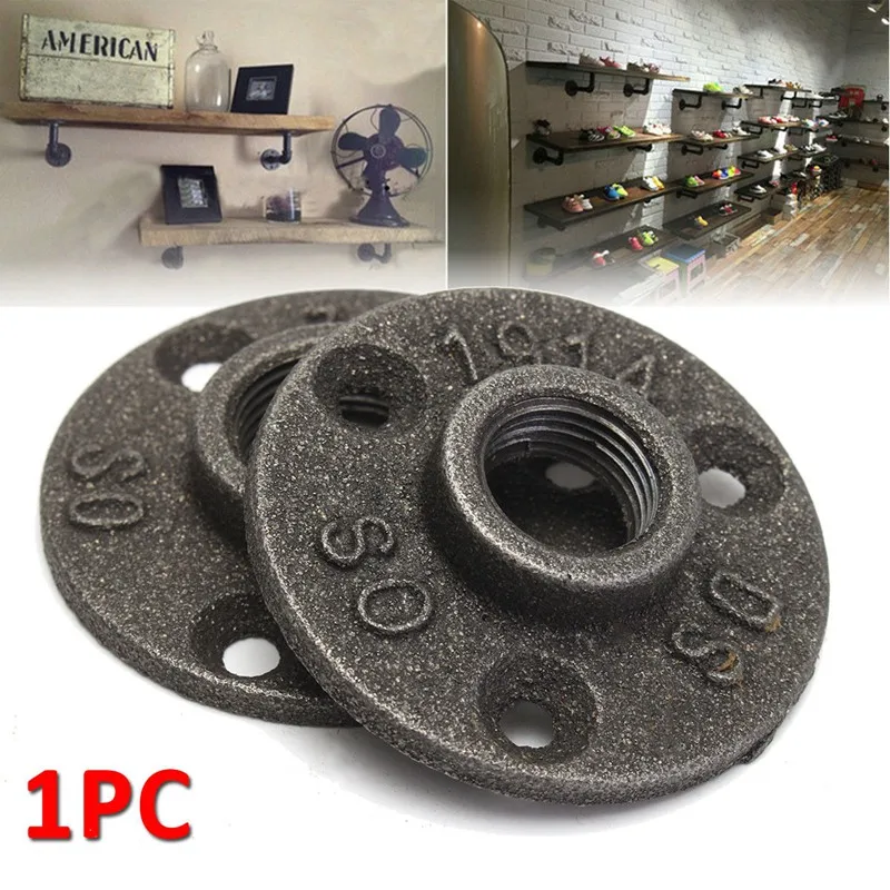 1/2 inch Three Holes Black Iron Flange Pipe Floor Fitting Threaded Wall ...