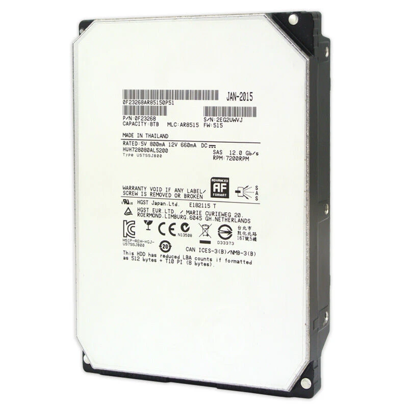 Novo HDD Original para Hgst 8TB 3.5" SAS 12 Gb/s 128 MB 7200 RPM Para HDD Interno Para HDD de ...