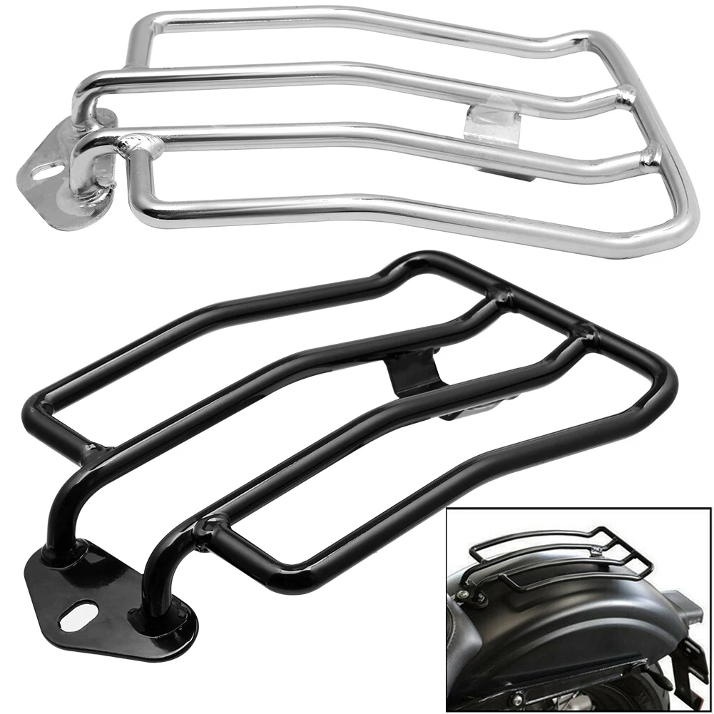 Motorcycle Chrome Black Rear Fender Luggage Rack | Harley Sportster 48 ...