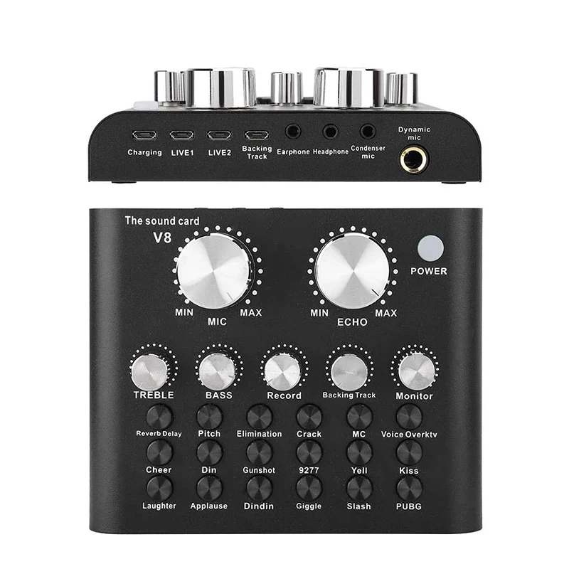 Audio Interface V8 Usb Sound Card Audio Microphone Webcast Live Sound ...