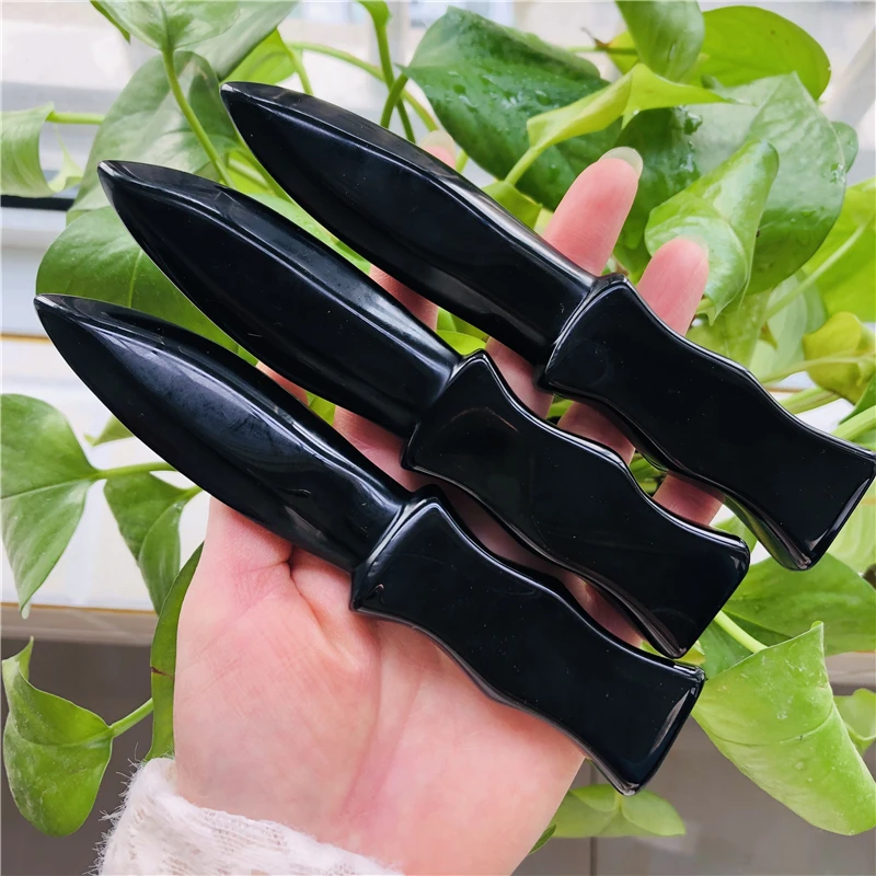 15cm Natural Quartz Crystal Dagger Hand Carved Crystal color Obsidian ...